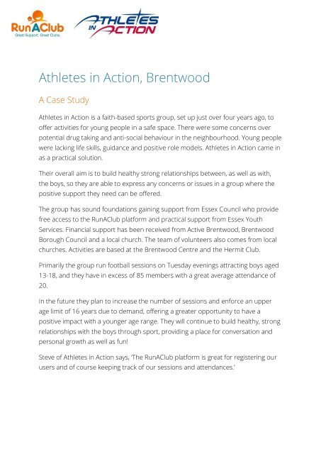 Athletes in Action Case Study