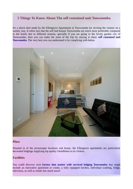 5 Things To Know About The self contained unit Toowoomba