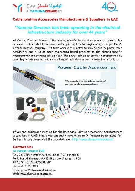 Cable Jointing Accessories Manufacturers & Suppliers in UAE