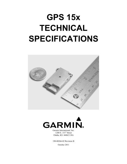 Garmin GPS 15x - Technical Specification