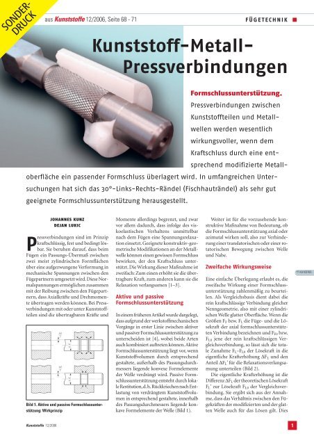 Kunststoff-Metall- Pressverbindungen - IWK - HSR