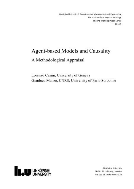 Agent-based Models and Causality