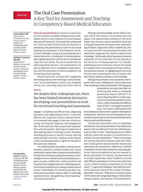 Oral Case Presentation