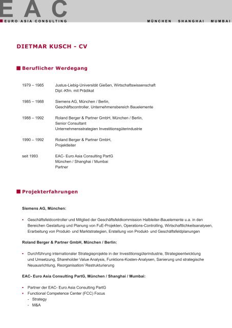 DIETMAR KUSCH - CV - EAC-Consulting