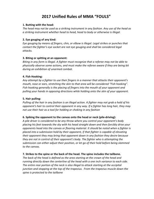 2017 Unified Rules of MMA “FOULS”