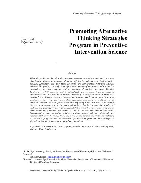 Promoting Alternative Thinking Strategies Program in Preventive ...