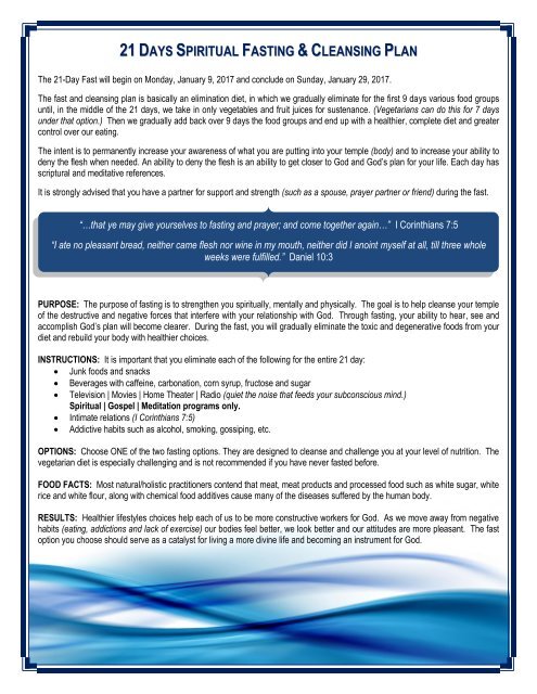 21 DAYS SPIRITUAL FASTING & CLEANSING PLAN