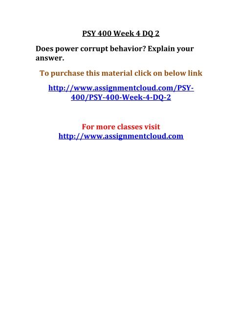 PSY 400 Week 4 DQ 2