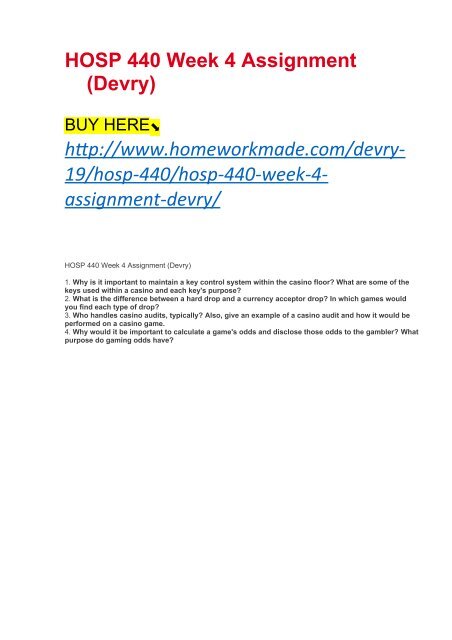 HOSP 440 Week 4 Assignment (Devry)