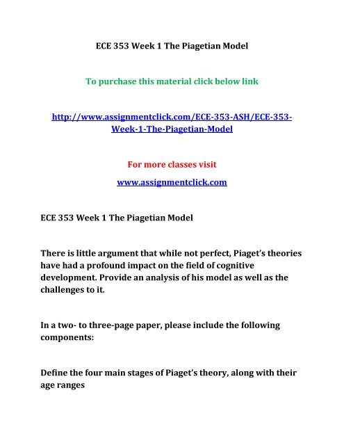 ASH ECE 353 Week 1 The Piagetian Model