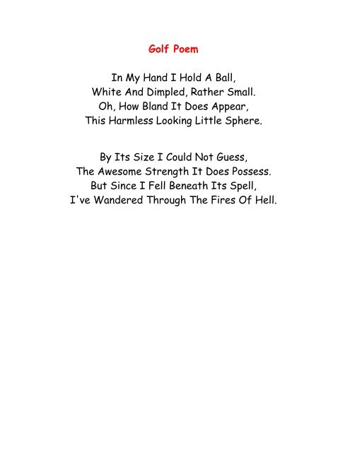 Golf Poem