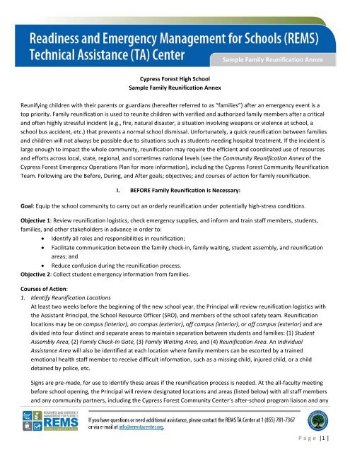 Sample Family Reunification Annex