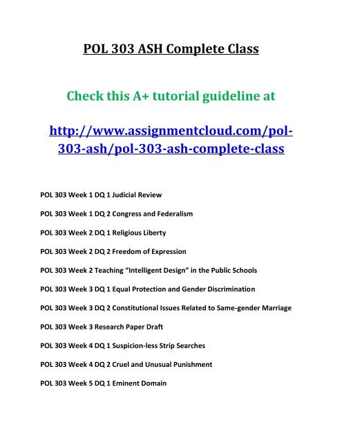 ASH POL 303 ASH Complete Class