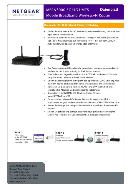 Datenblatt Datenblatt MBRN3000 3G/4G UMTS Mobile ... - Netgear