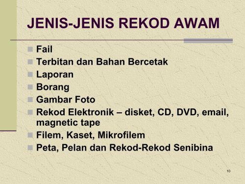 JENIS-JENIS REKOD AWAM