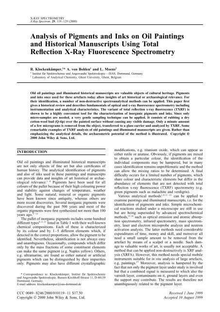 Analysis of pigments and inks on oil paintings and historical ...