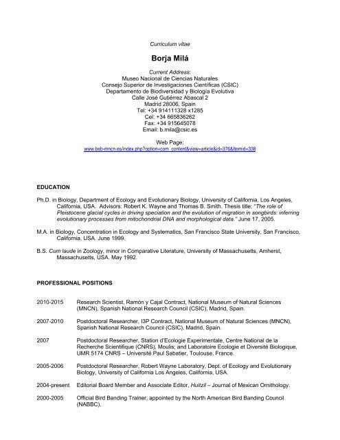 Curriculum Vitae - UCLA Institute of the Environment and ...