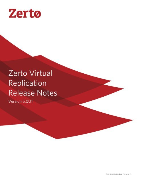 Zerto Virtual Replication Release Notes