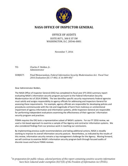 Nasa Letter Of Acceptance