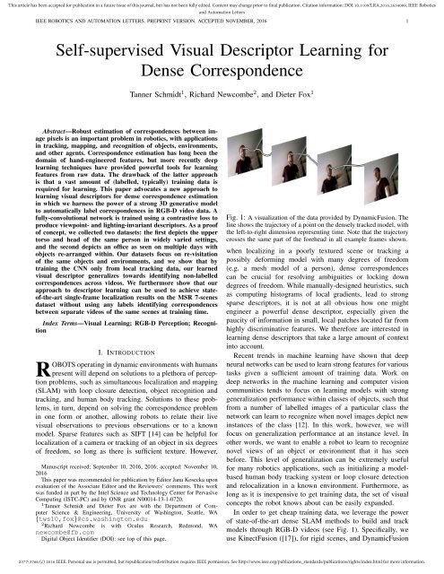 Self Supervised Visual Descriptor Learning For Dense Correspondence