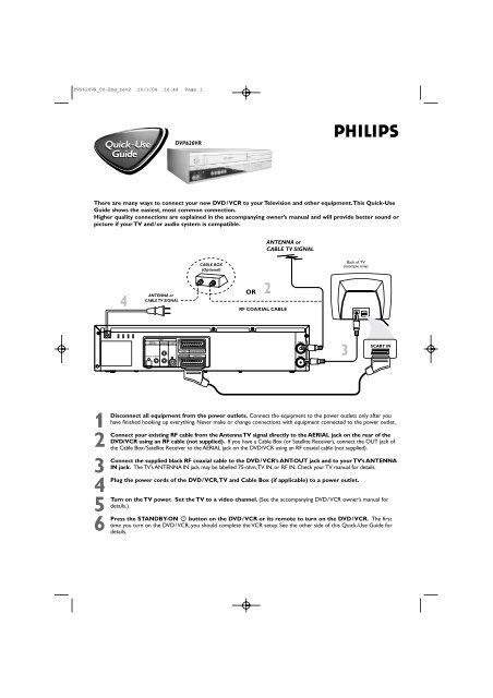 Philips Lecteur de DVD/Magnétoscope - Guide de mise en route - ESP