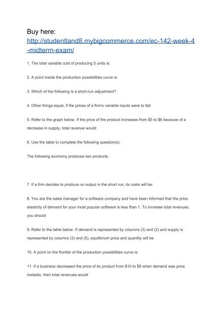 EC 142 Week 4 Midterm Exam