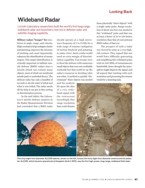 Wideband Radar - MIT Lincoln Laboratory