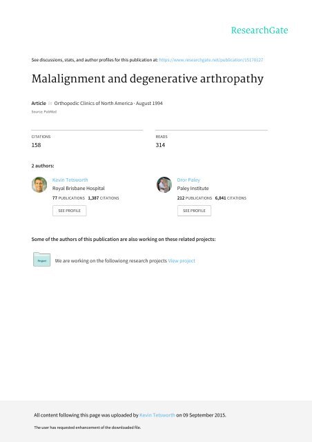 Malalignment and Degenerative Arthropathy - Tetsworth and Paley - OCNA ...