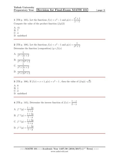 Revision for Final-Exam MATH 101