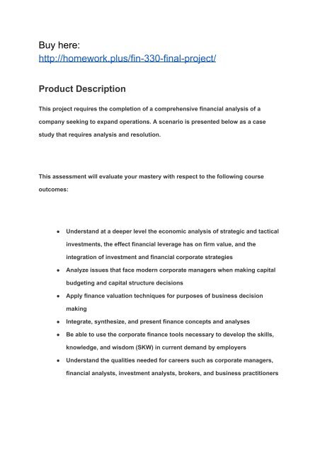 FIN 330: Final Project