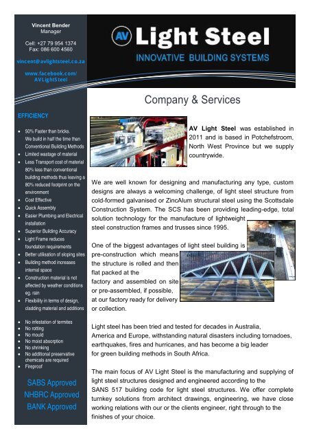 AV Light Steel Email Brochure