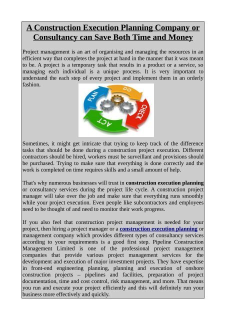 Service Consultant for Construction Execution Planning