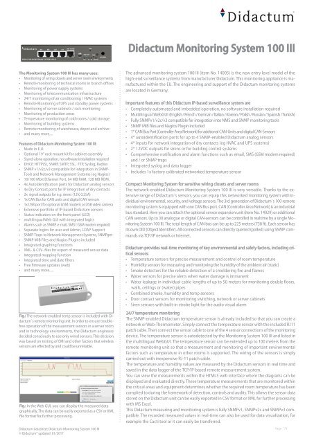 Server Room Monitoring with IP-based Didactum Monitoring System 100 III