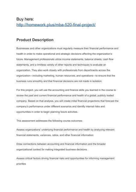 MBA 520 Final Project
