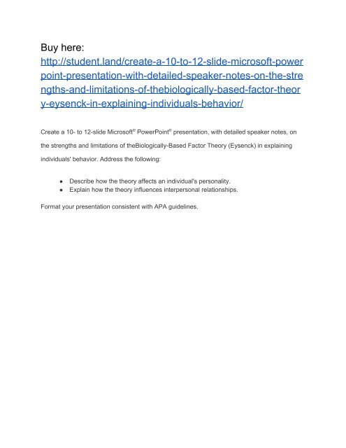 Create a 10- to 12-slide Microsoft® PowerPoint® presentation, with ...