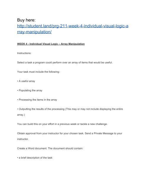 Prg 211 Week 4 Individual Visual Logic Array Manipulation