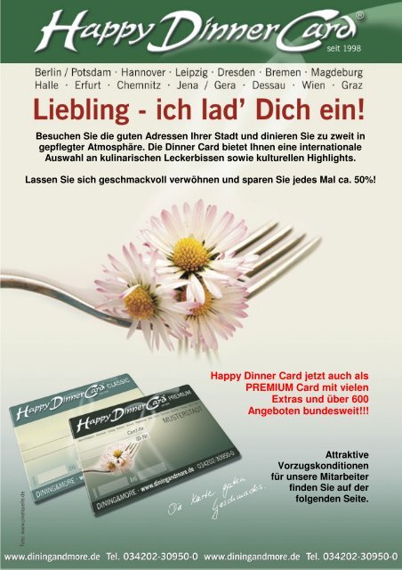 Happy Dinner Card jetzt auch als PREMIUM Card mit vielen Extras ...