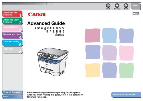 Canon imageCLASS MF3240 - imageCLASS MF3200 Series Advanced Guide