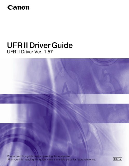 Canon imageCLASS MF7280 - UFR II Driver Guide