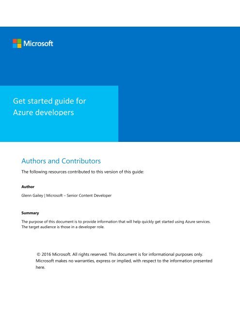 Get started guide for Azure developers