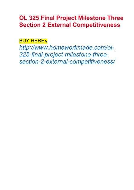 OL 325 Final Project Milestone Three Section 2 External Competitiveness