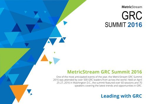 MetricStream GRC Summit 2016 Leading with GRC