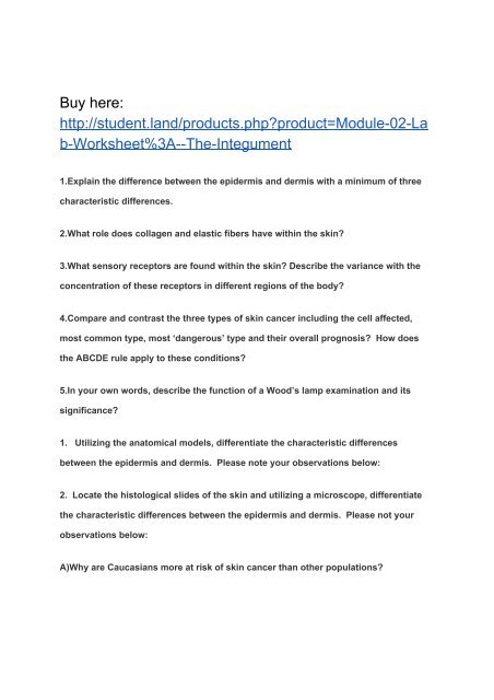 Module 02 Lab Worksheet: The Integument