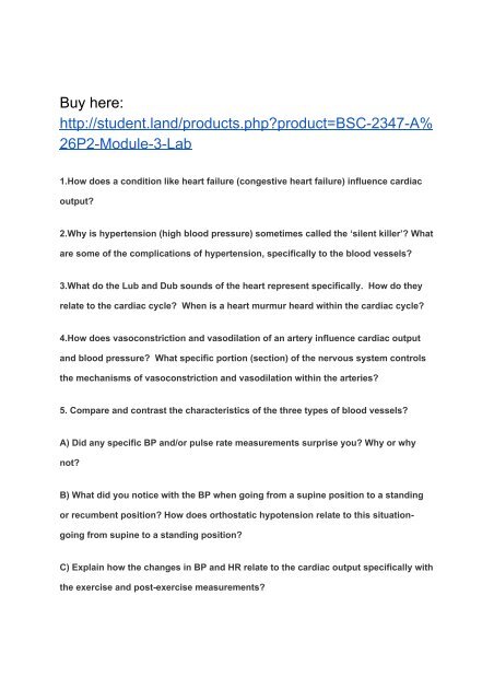 BSC 2347 A&P2 Module 3 Lab