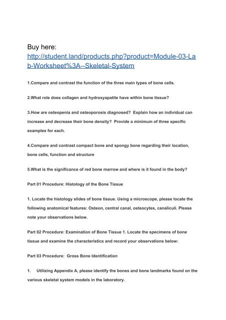 Module 03 Lab Worksheet: Skeletal System