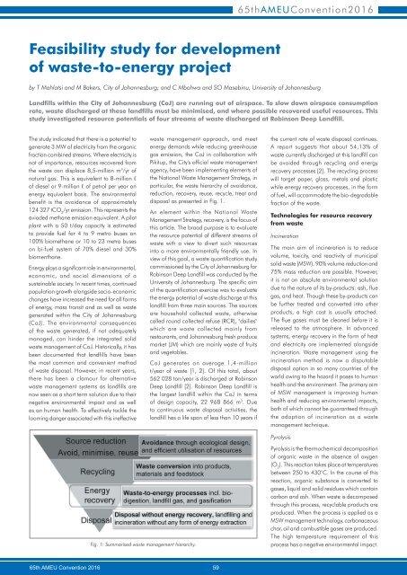 Feasibility study for development of waste-to-energy project