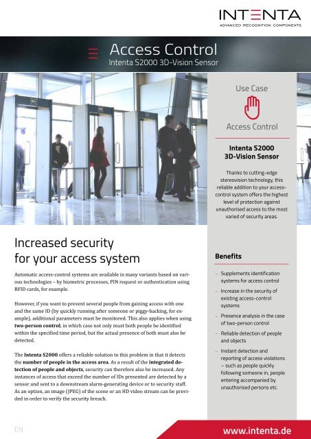 Use Case Access Control - Intenta S2000 Use Case Access Control - Intenta S2000