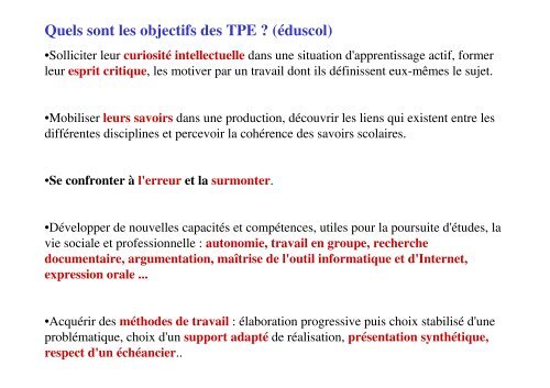 TPE POUR LE BAC PROBLEMATIQUE