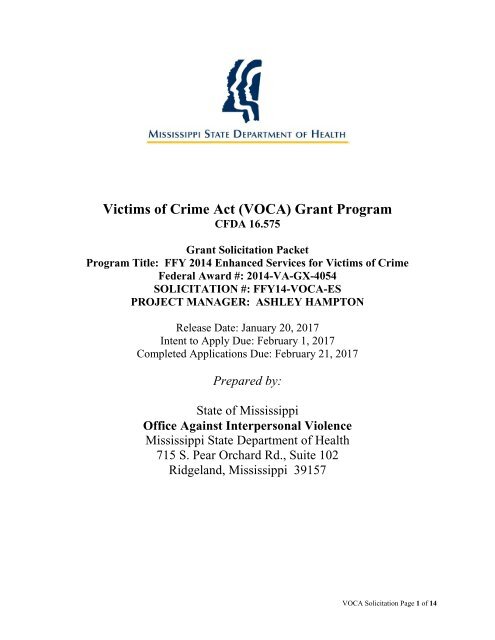 Victims of Crime Act (VOCA) Grant Program
