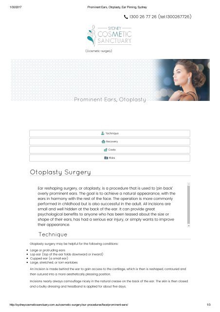 Prominent Ears Otoplasty Ear Pinning Sydney